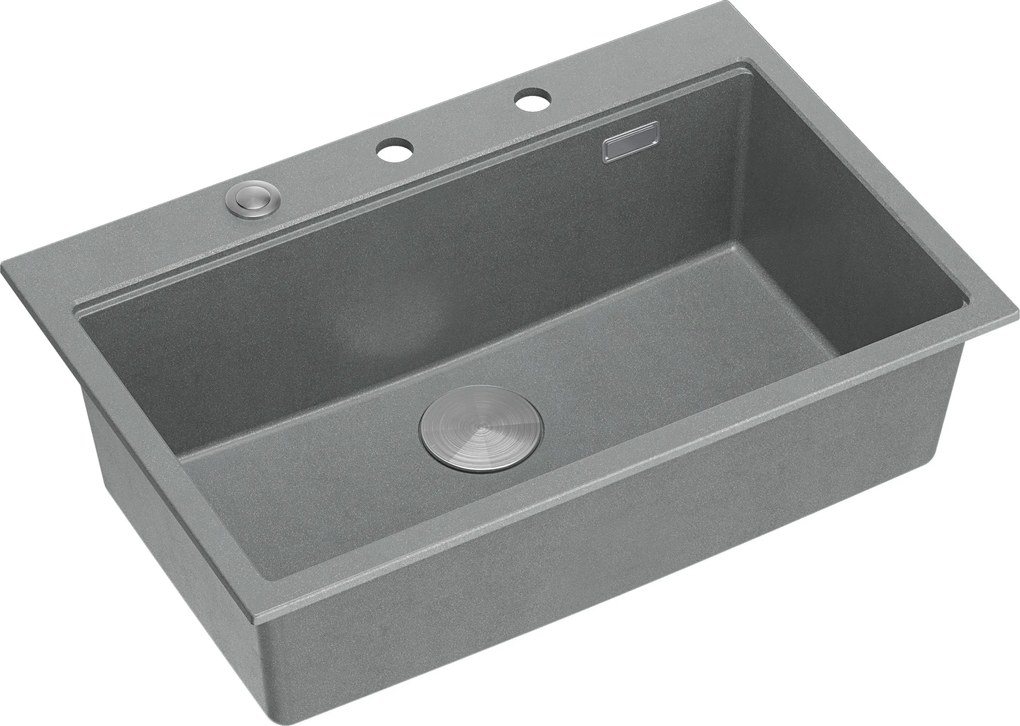 Šedý kuchyňský granitový dřez QUADRON Marc 110 s příslušenstvím bez baterie