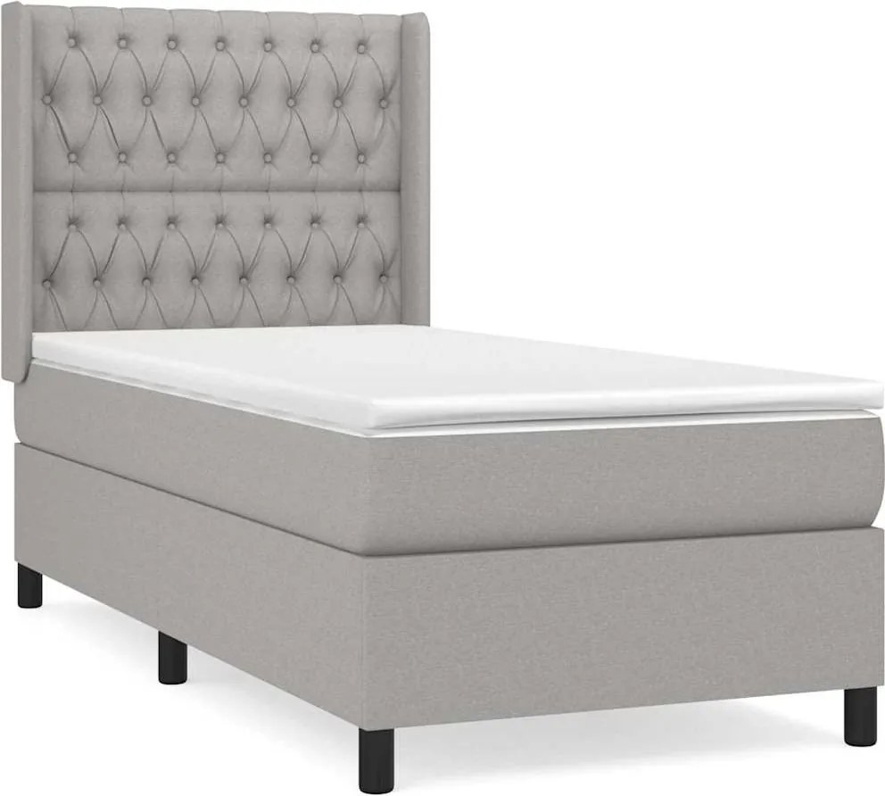 Box spring postel s matrací světle šedý 100 x 200 cm textil 3131649