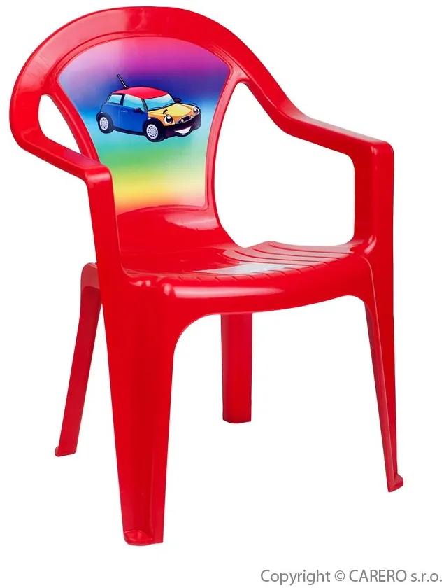 Dětský zahradní nábytek - Plastová židle červená auto Červená