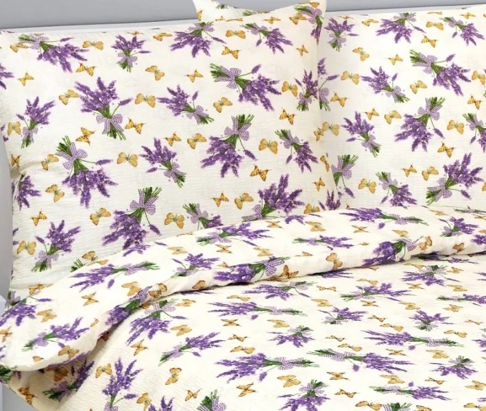 Bellatex Povlečení krepové 140x200, 70x90 cm Levandule Fialová,Žlutá