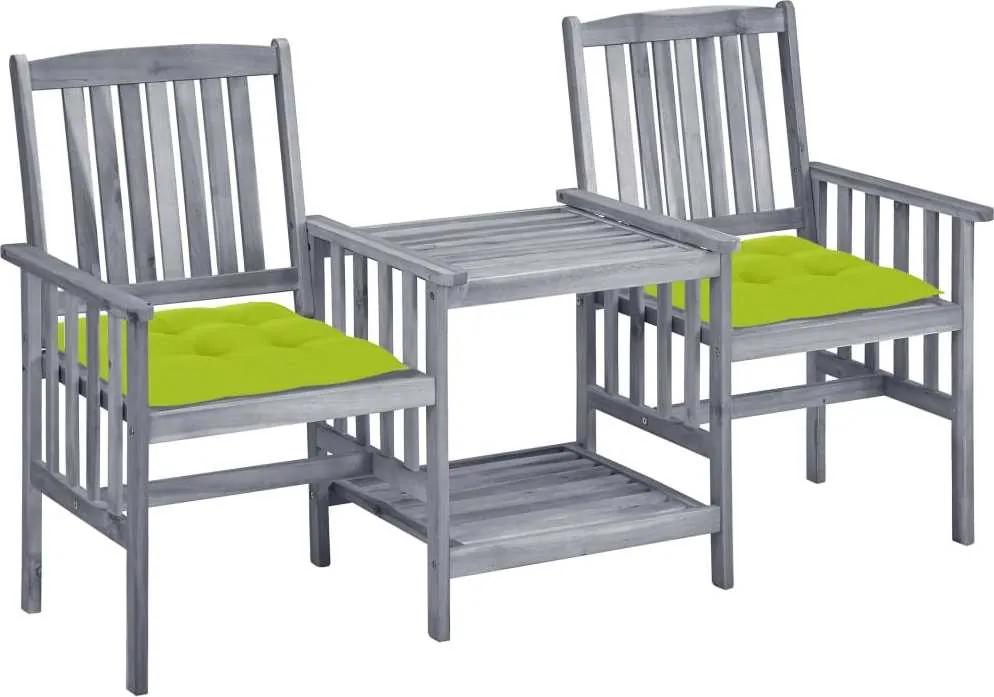 vidaXL Zahradní židle s čajovým stolkem a poduškami masivní akácie [3061318] Barva: Modrá