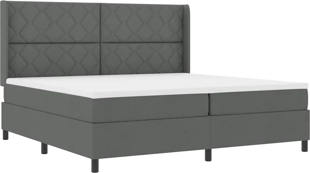 Postel s boxspringem s polštářem Tmavě šedá 200 x 200 cm textil 3341729