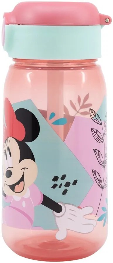 Plastová láhev na pití s brčkem a víčkem Minnie Mouse - 510 ml