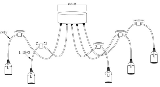 Globo A110-5 - Závěsné osvětlení MARACANA 5xE27/60W/230V