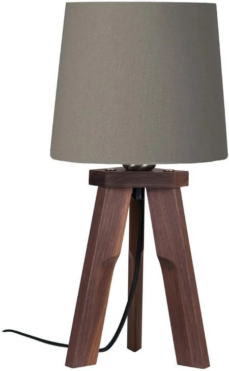 Herzblut 11415.82 Tre, stolní lampa z olejovaného ořechu, taupe stínítko, 1x30W E27, výška 42cm