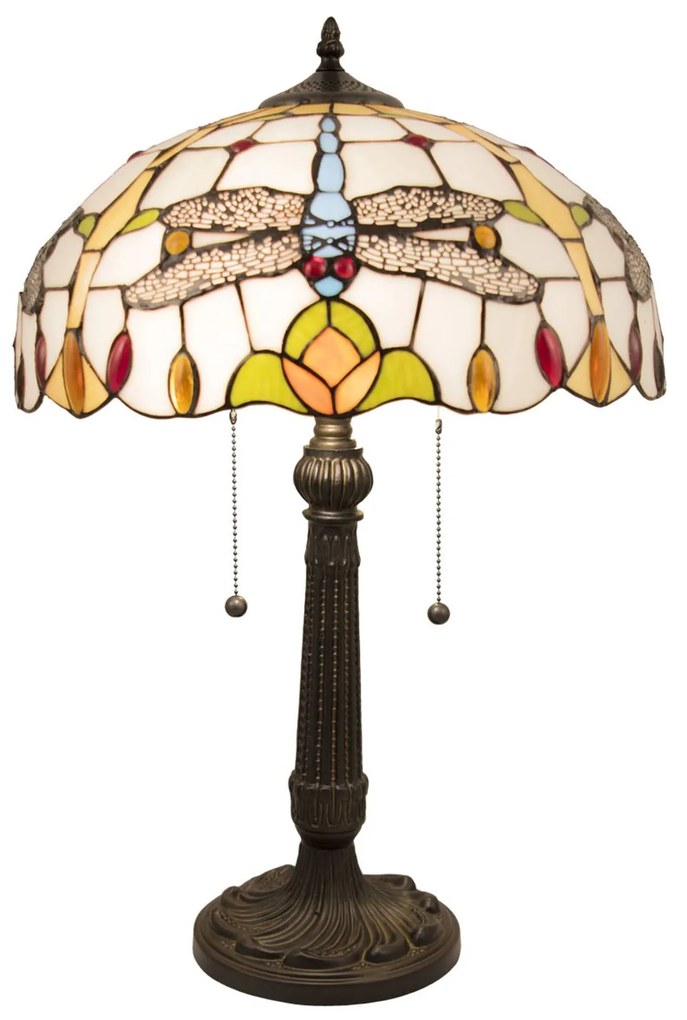 Stolní lampa 5945 ve vzhledu Tiffany s vážkami