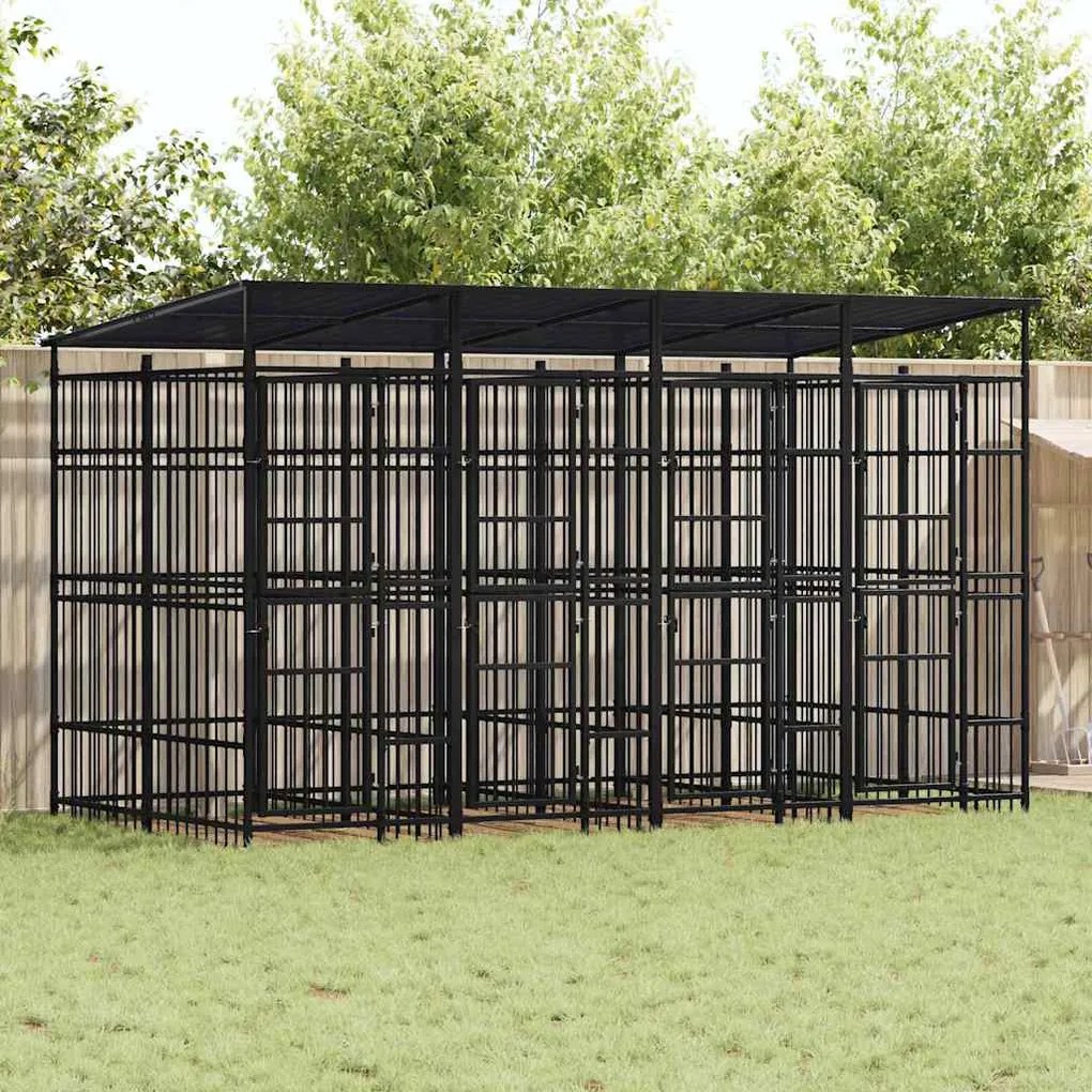 Venkovní psí kotec se střechou ocel 7,37 m² 3097949