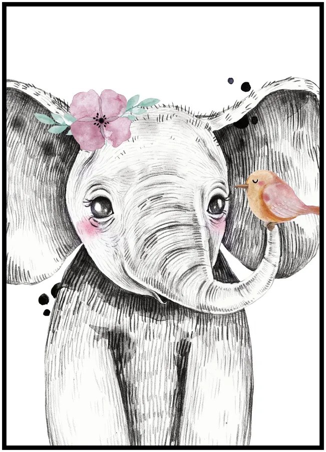 Plakát Sloník Rozměr plakátu: 30 x 40 cm, Varianta sloníka: Sloník s bublinou