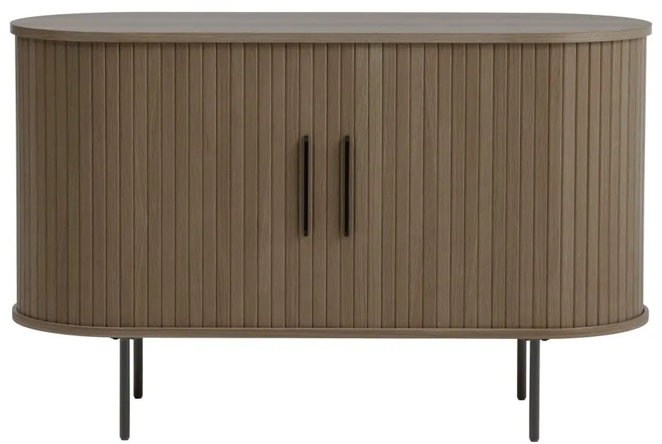 Hnědá komoda v dekoru dubu s posuvnými dveřmi 120x76x45 cm Nola – Unique Furniture