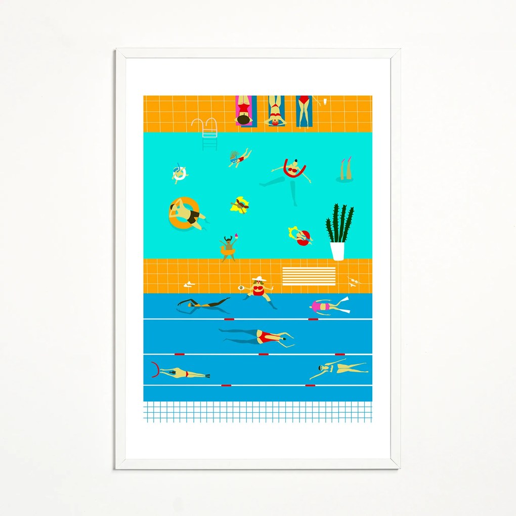 Vendula Frydrychová | At The Pool Rám: Bílý, Velikost: 30 x 20 cm