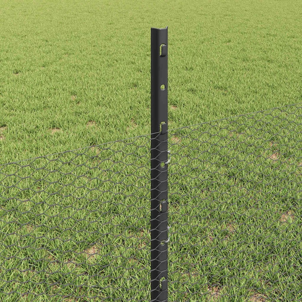 Hexagonální plot s podpěrou 100 x 0,5 m Ocel potažená PVC Šedá 3336917