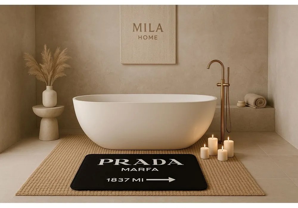Černé sametové koupelnové předložky v sadě 2 ks 60x100 cm Prada – Mila Home