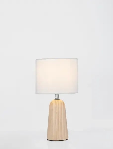 LED dřevěno-bílá stolní lampa Oby