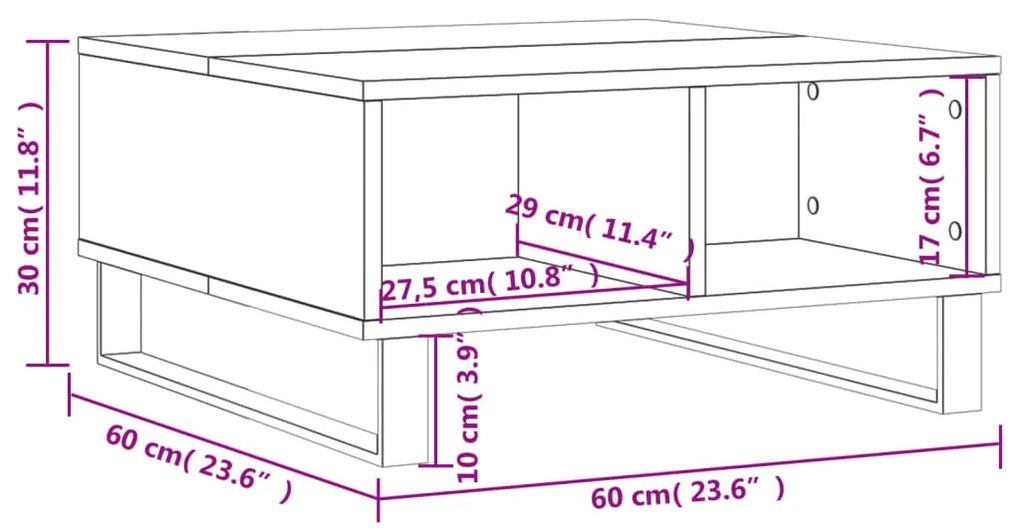Konferenční stolek betonově šedý 60x60x30 cm kompozitní dřevo - Default Title