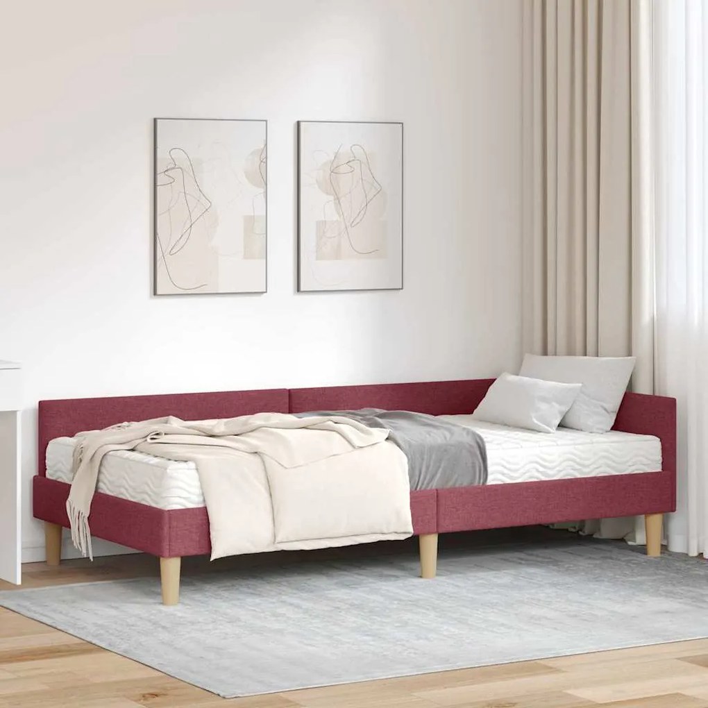 Rohový rám postele s matrací Jiný s čelo 2 ks Šedá textil 3393672