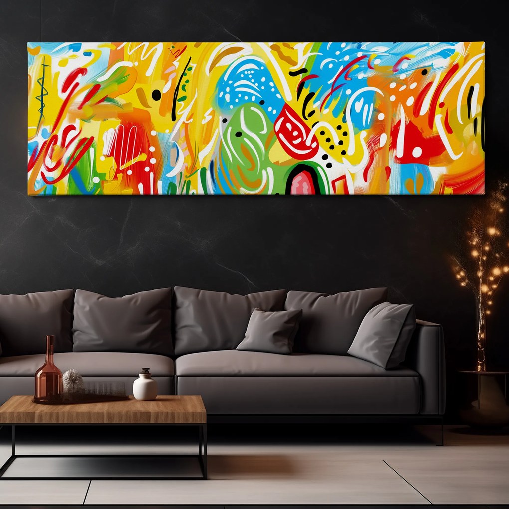 Obraz na plátně - Barevné tance FeelHappy.cz Velikost obrazu: 120 x 40 cm