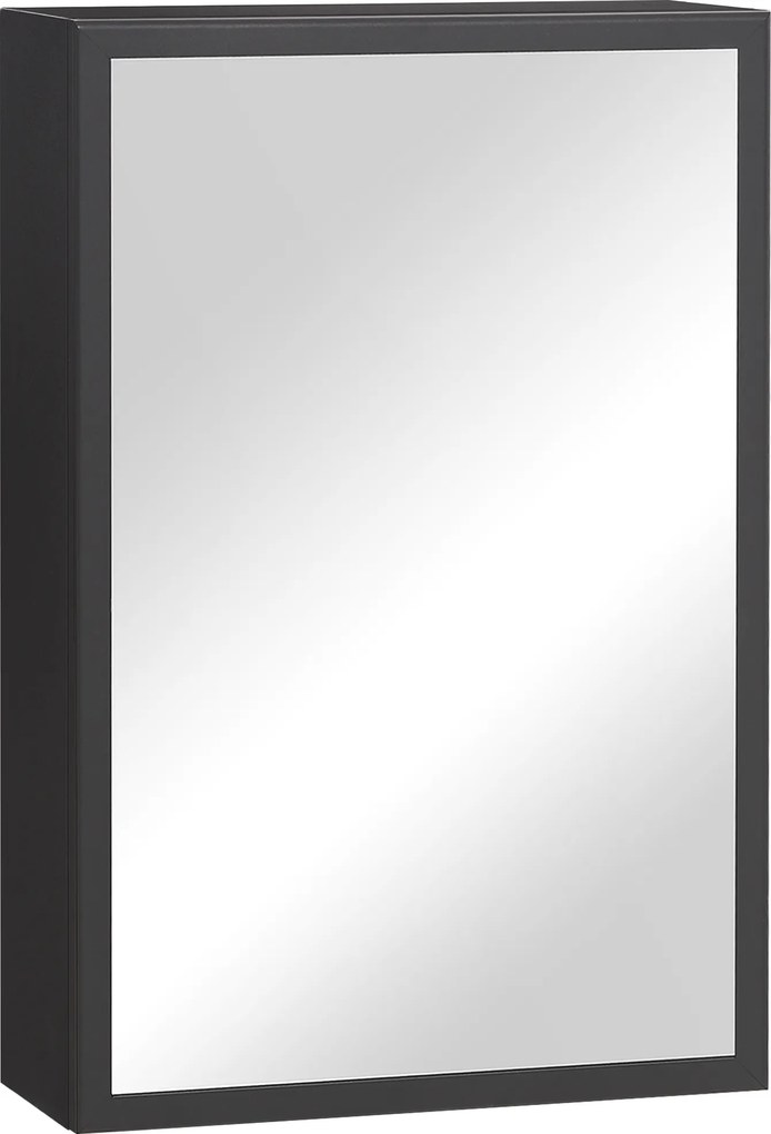 kleankin zrcadlová skříňka Moderní nástěnná skříňka se zrcadlem 3 vrstvy černá 40x15x60 cm pro koupelnu a úsporu místa | Aosom.de