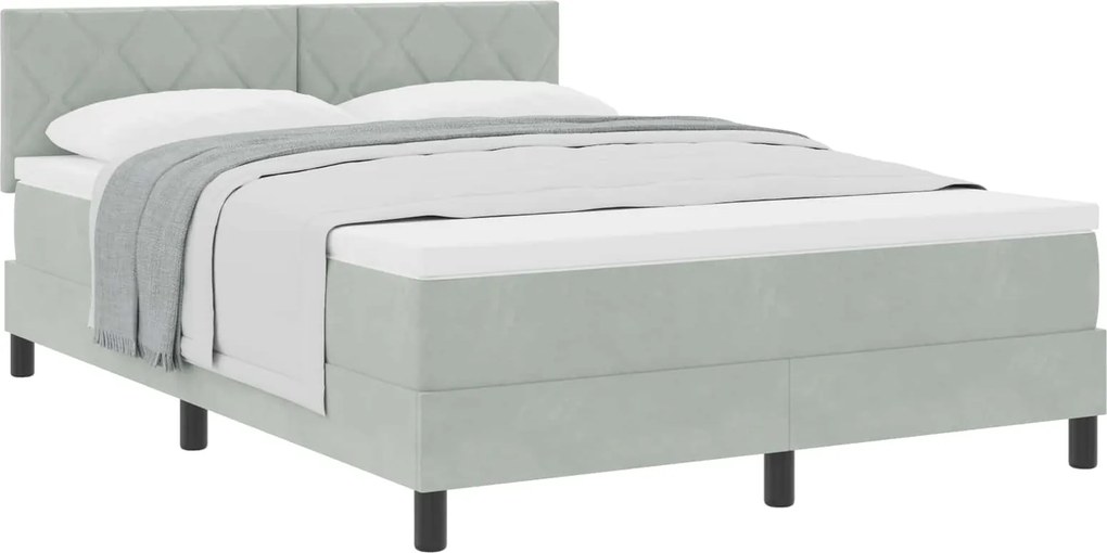 Postel s boxspringem s čelo Světle šedá 160 x 200 cm samet 3339248