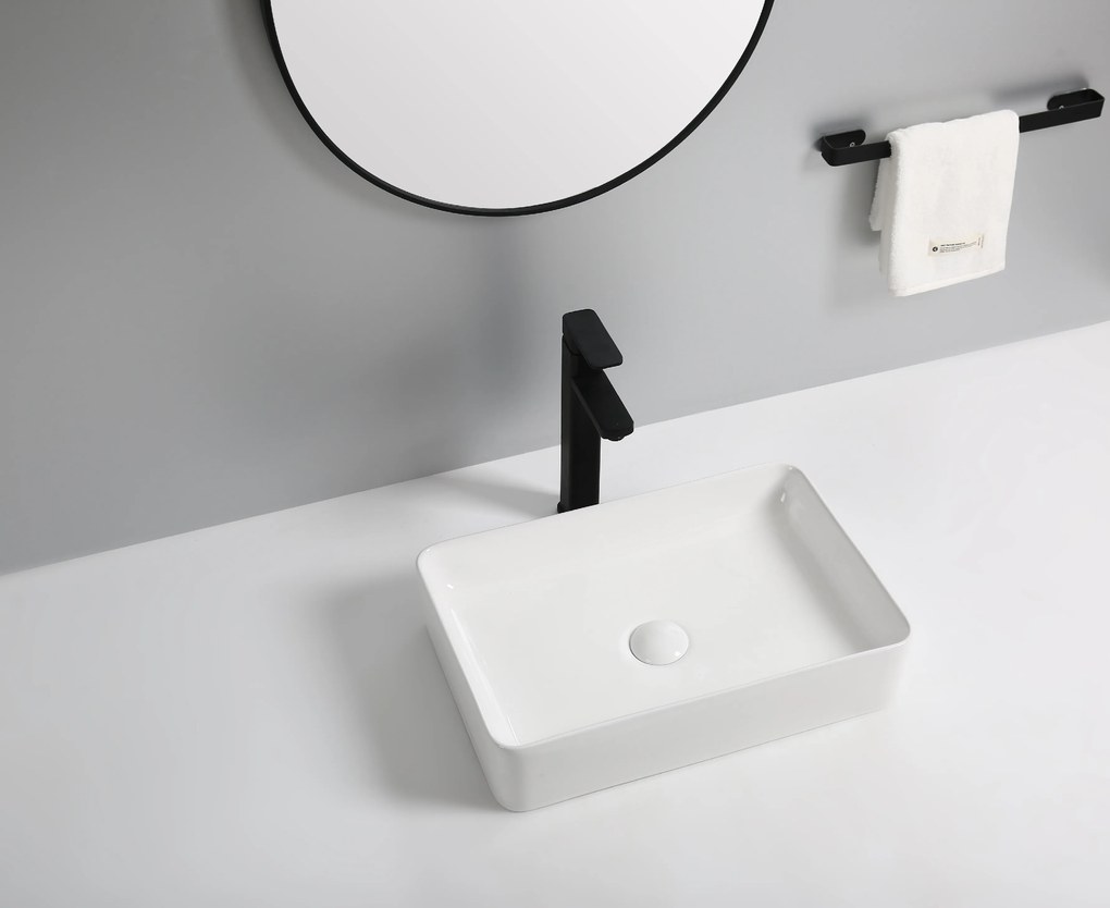 Erga Emiliana, umyvadlo na desku 500x335x110 mm, bílá lesklá, ERG-V03-9533-WH