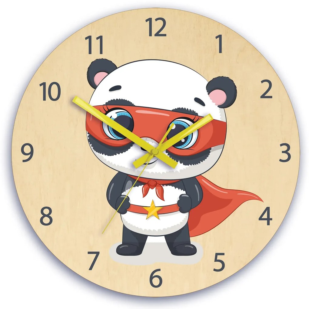 Dětské nástěnné hodiny Ami Panda hrdina 30 cm vícebarevné