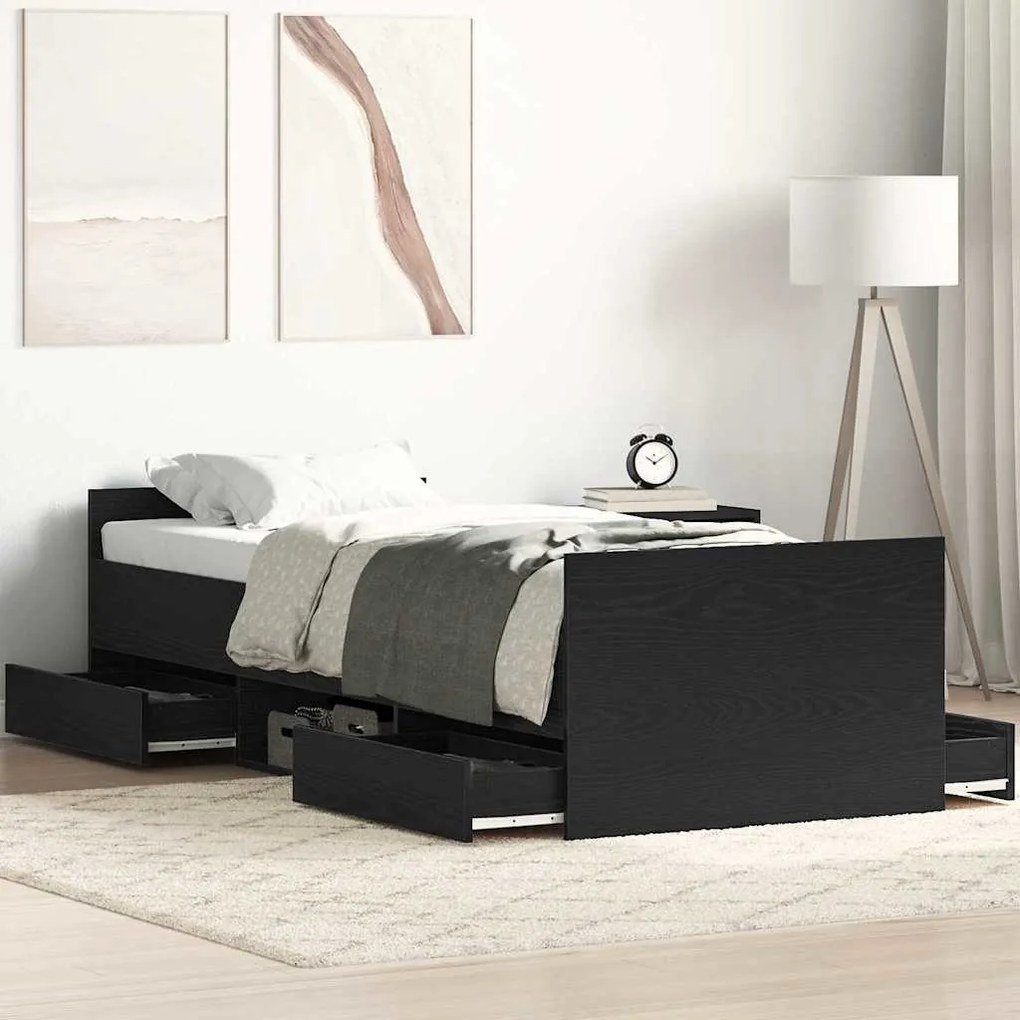 Rám postele s čelo Černý dub 193 x 78 x 50 cm Kompozitní dřevo 3329308