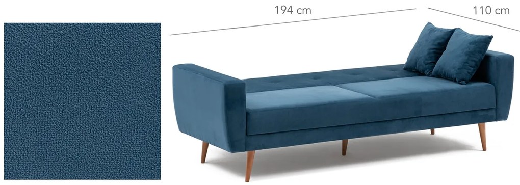 Atelier del sofa Rozkládací pohovka VIVALDE modrá 825BLC1419