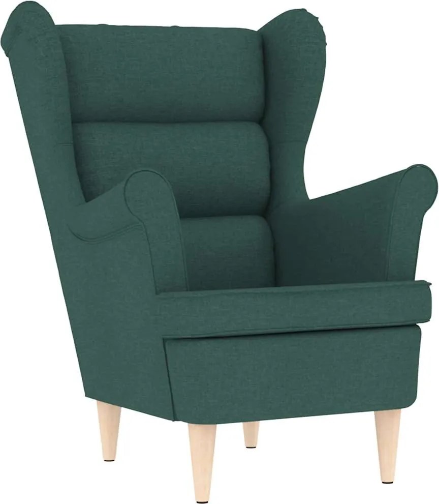 Křeslo s podnožkou tmavě zelené textil 3307994