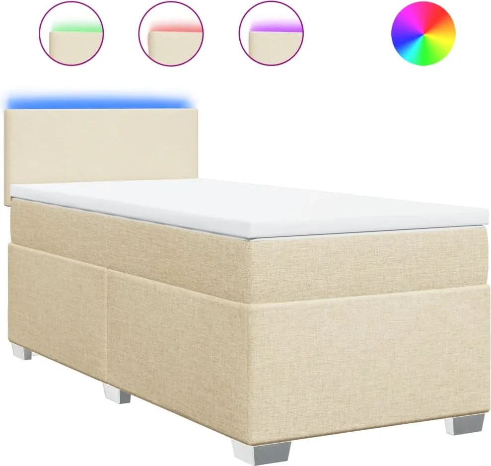 Box spring postel s matrací krémová 100 x 200 cm textil 3288097