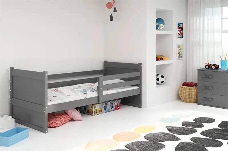 BMS Group Dětská postel Rico 1 bez šuplíku 200x90 grafit/modrá
