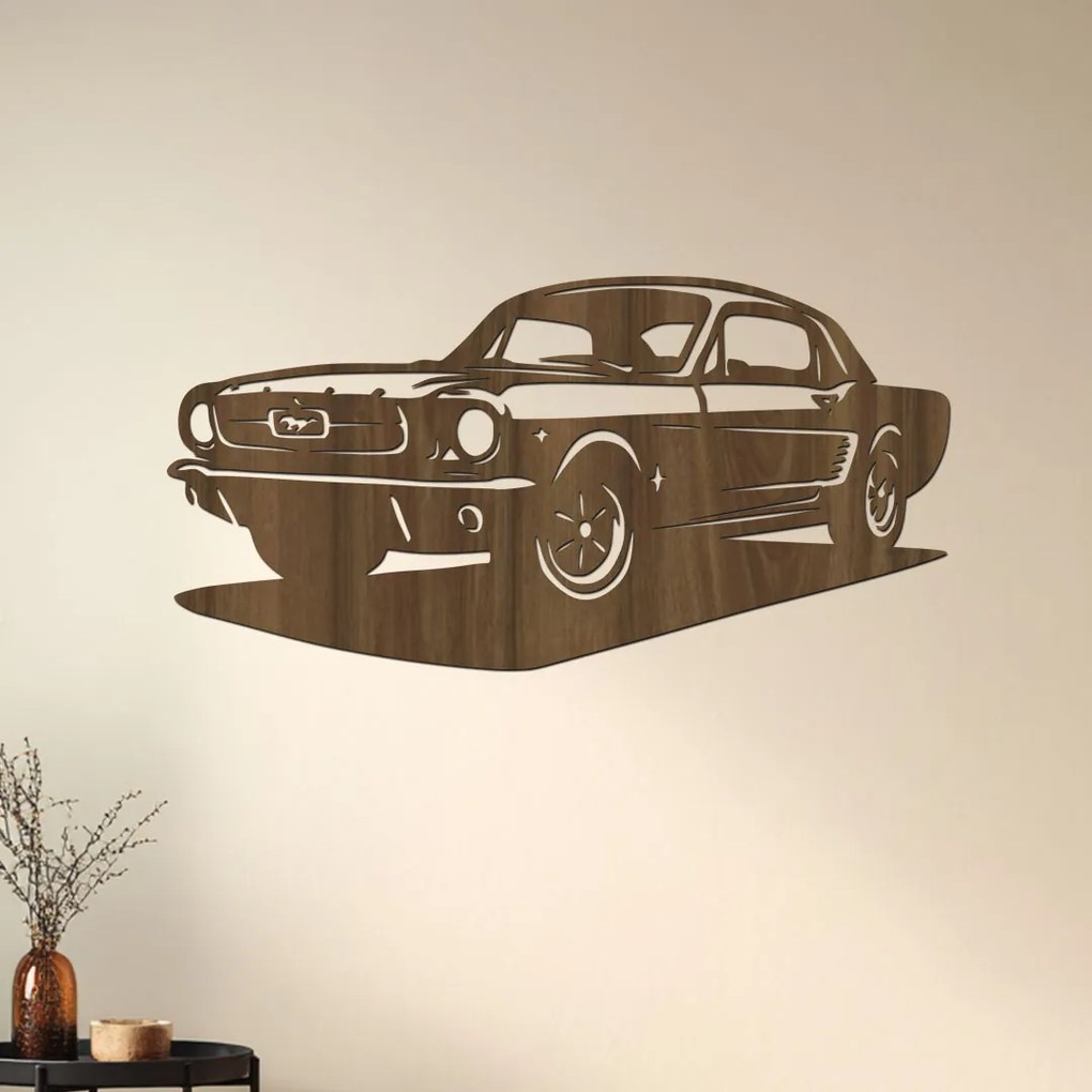 dřevo života Dřevěný obraz Ford Mustang Zvolte rozměr (cm): 95x48, Zvolte barvu dekoru: Wenge