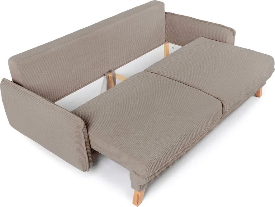 Taupe manšestrová rozkládací/s úložným prostorem pohovka 218 cm Tori – Bonami Selection