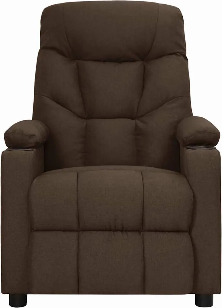 Polohovací křeslo tmavě hnědé textil 339087