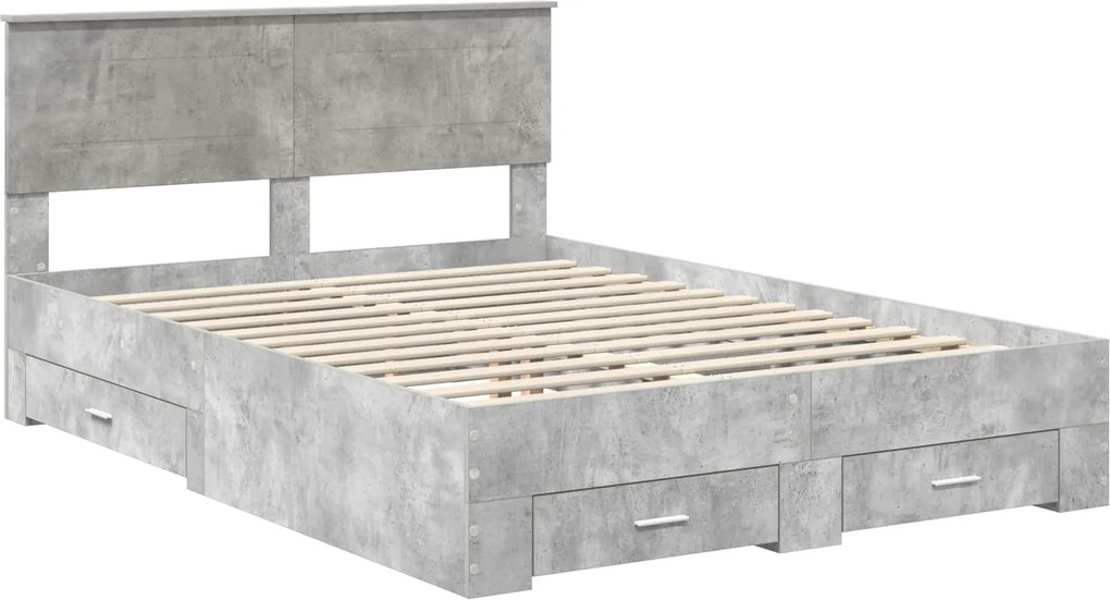 Rám postele s čelo Betonově šedá 160 x 200 cm Kompozitní dřevo 3408241