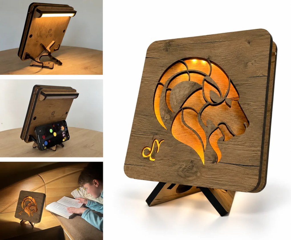 Li-Go Znamení "Kozoroh" lampa 19x19 cm provedení povrchu: dub světlý