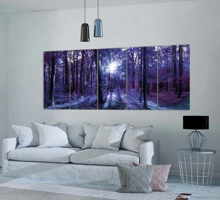 Obraz Ranní rozbřesk fialový + háčky, hřebíčky, čistící hadřík ZDARMA Velikost (šířka x výška): 150x60 cm