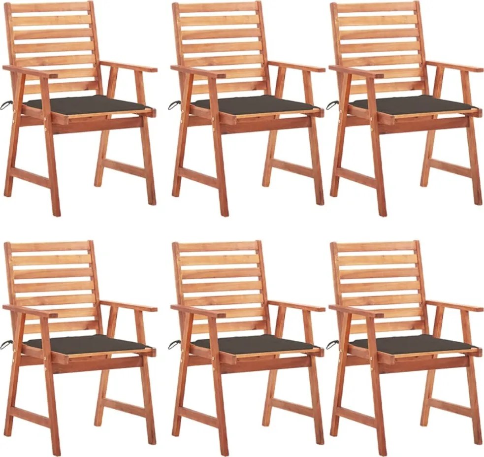 vidaXL Zahradní jídelní židle 6 ks s poduškami masivní akáciové dřevo [3078350] Barva: krémová