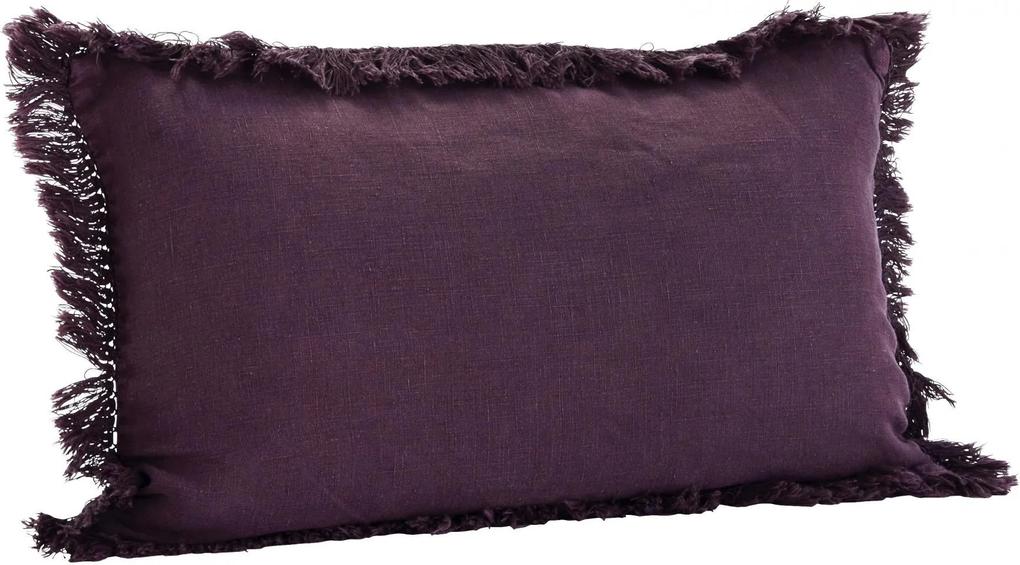MADAM STOLTZ Lněný povlak na polštář Aubergine 30x50cm, fialová barva, textil