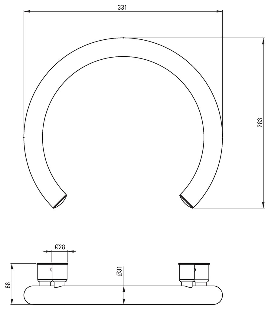 Deante Vital příslušenství, nástěnné kovové madlo ve tvaru podkovy, NIV_041G