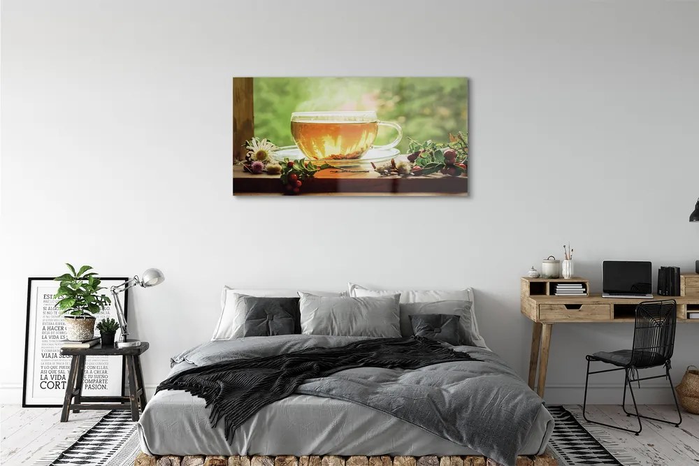 akrylový obraz čaje byliny horké 125x50 cm