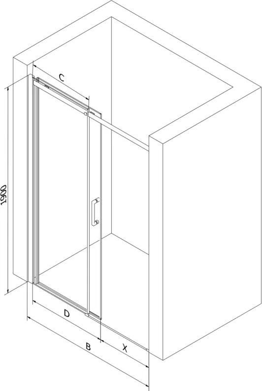 Mexen OMEGA posuvné sprchové dveře do otvoru 140 cm, 825-140-000-01-00
