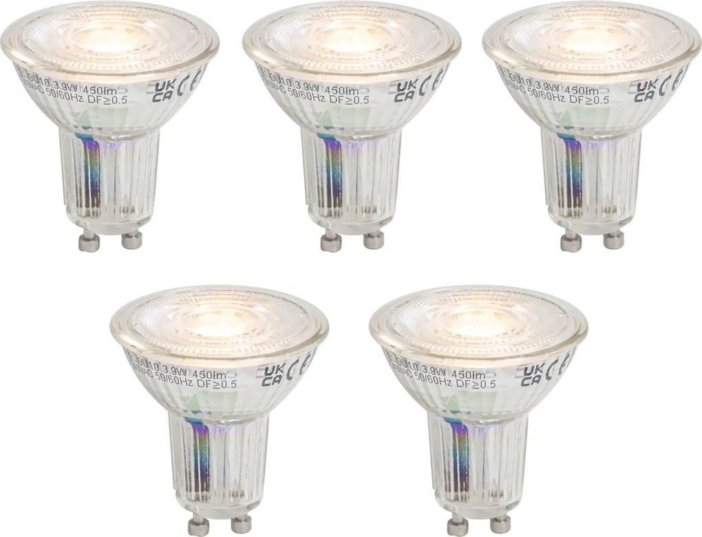 Sada 5 stmívatelných LED žárovek GU10 50 3,9W 450 lm 2700K s dlouhou životností