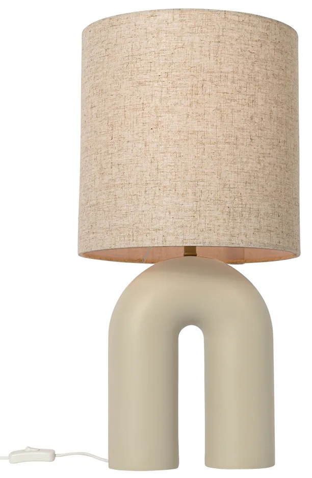 Designová stolní lampa béžová s béžovým plátěným stínidlem - Lotti