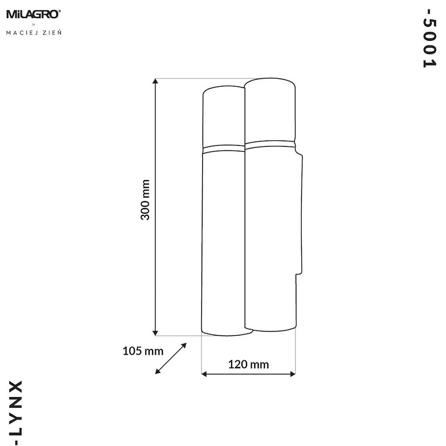 Nástěnné svítidlo Lynx, 2x zlaté/černé kovové stínidlo