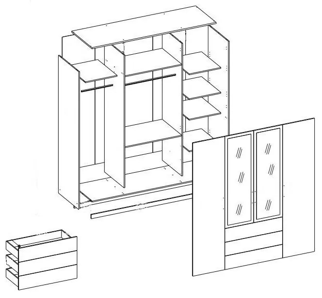 Casarredo Šatní skříň MILO 4-dvéřová