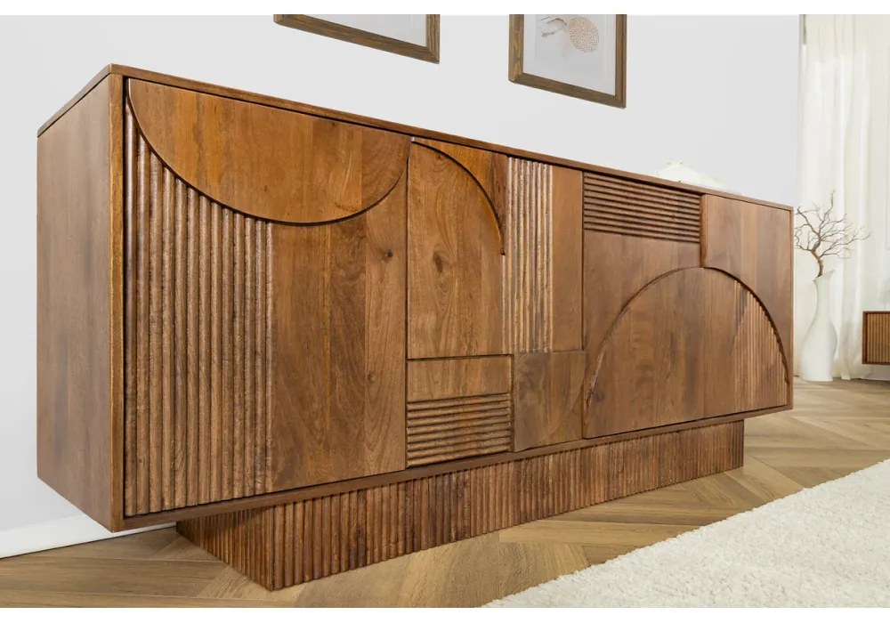 Massive home | Komoda Art Deco 170cm masiv hnědé mango