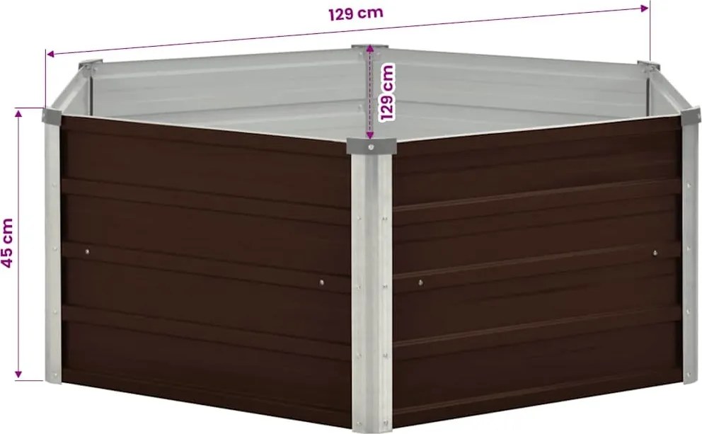 vidaXL Zahradní vyvýšený záhon 129 x 45 cm pozinkovaná ocel [45710] Barva: Šedá