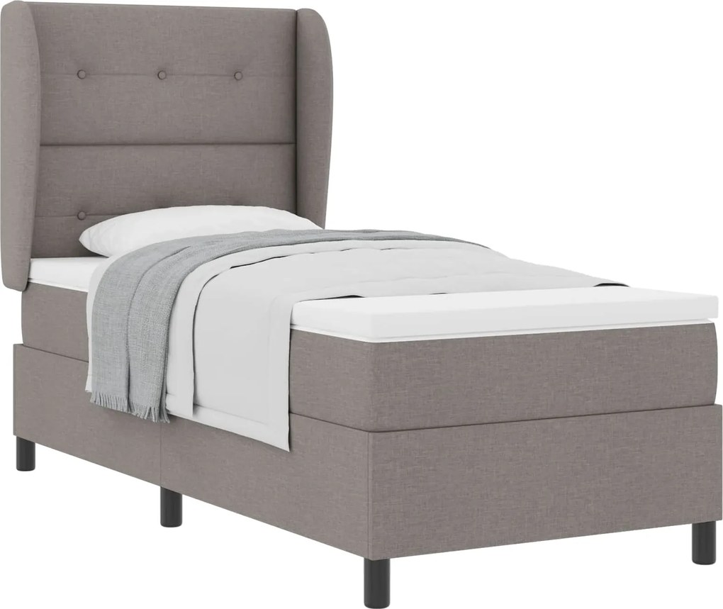 Postel s boxspringem s čelo Taupe 90 x 200 cm textil 3340547