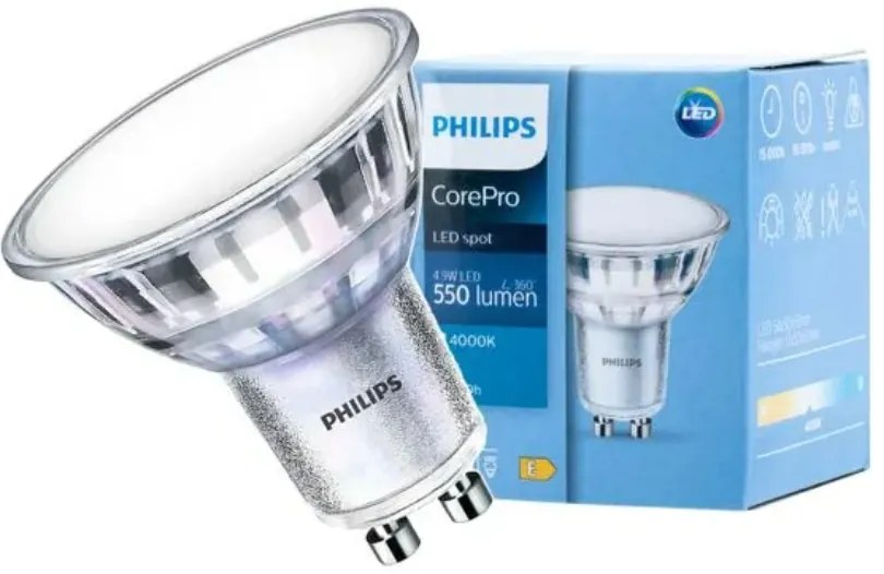 LED žárovka Philips GU10 5 W Studená 4000K 550Lm