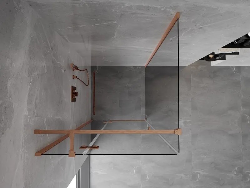 Mexen Mist HT, sprchový kout s výklopnými dveřmi levý 95 x 95 cm, čiré sklo, měděná matná, 8A5T-095-095-65-00-L