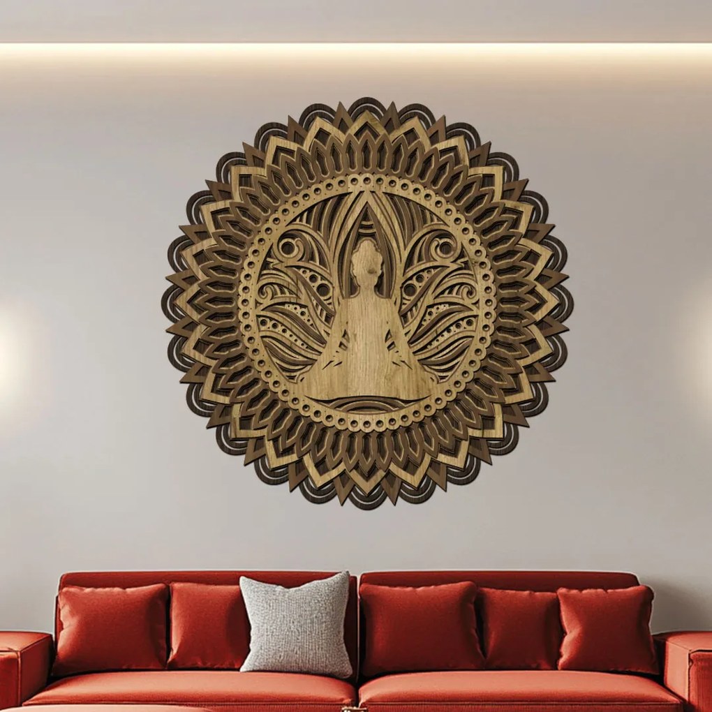 dřevo života 5 vrstvá mandala VNITŘNÍ KLID Zvolte rozměr (cm): 80x80, Zvolte barvu dekoru: Dub Sonoma